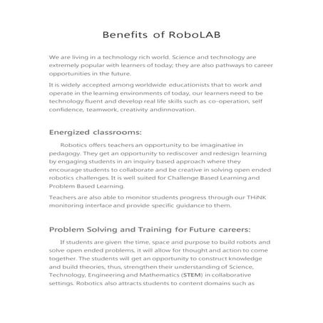 Benefits of RoboLAB | PDF