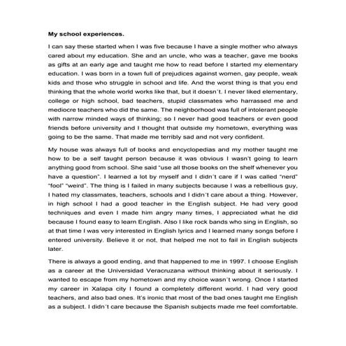 My school experiences | PDF