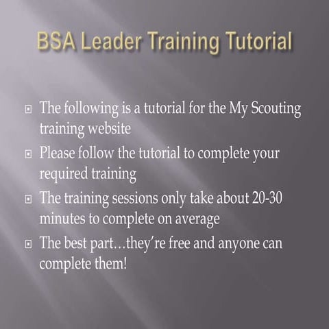 My Scouting Training Tutorial Pptx