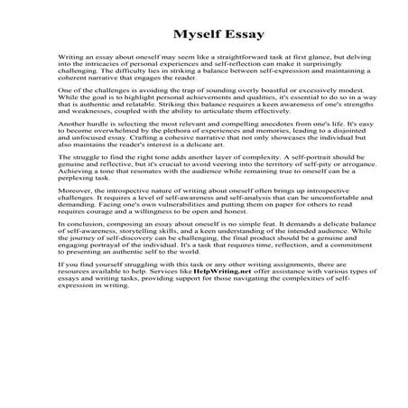 Myself Essay Pdf