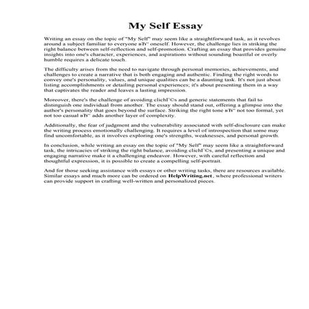 My Self Essay | PDF