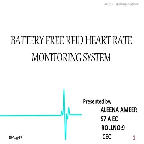 Seminar on Battery free RFID Heart rate Monitoring System | PPT