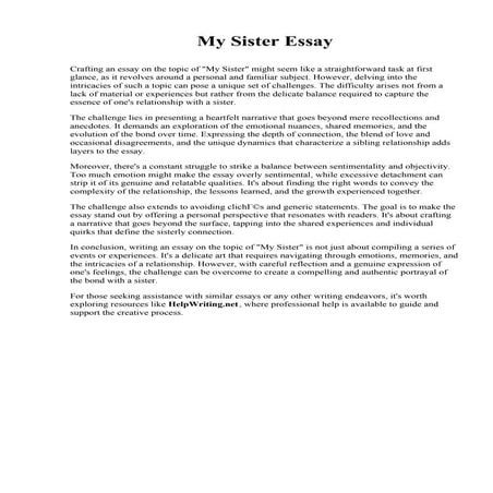 My Sister Essay | PDF