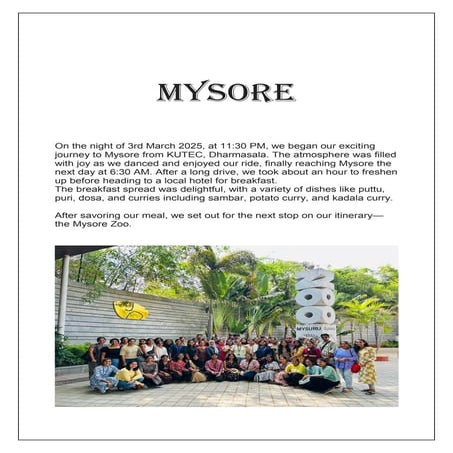 The above pdf is a report on mysore trip | PDF