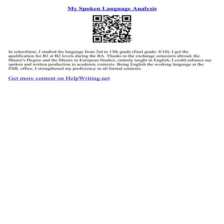 My Spoken Language Analysis | PDF | Education