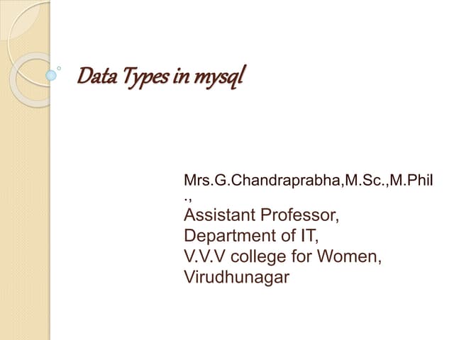 Mysql Datatypes | Pptx