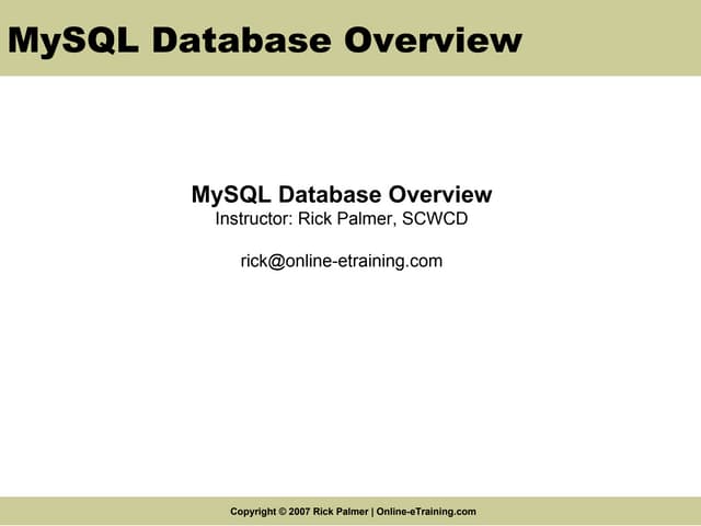 MySQL lecture | PPT MySQL lecture | PPT