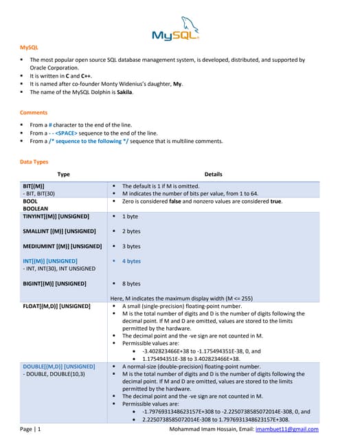 Dbms 4 Mysql Ddl And Dml Commands Pdf 3603