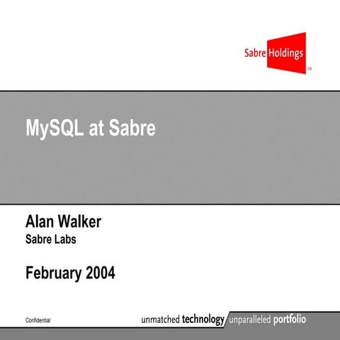 Sabre presentation for MySQL user conference 2004 | PPT