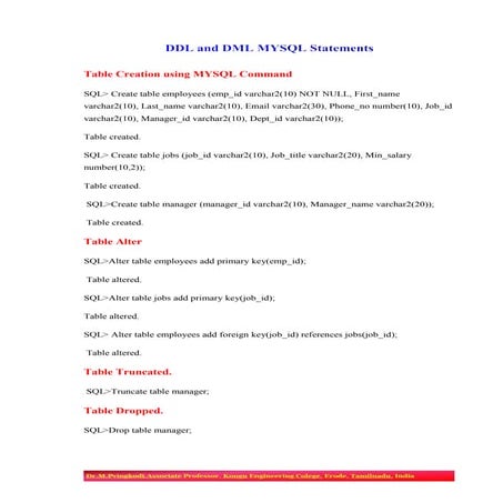 Database Manipulation With Mysql Commands Pdf