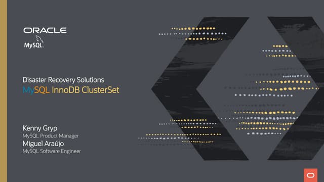 MySQL Database Architectures - High Availability and Disaster Recovery ... MySQL Database Architectures - High Availability and Disaster Recovery ...