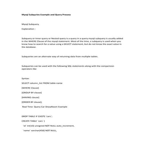 Mysql joins example table and query process | PDF