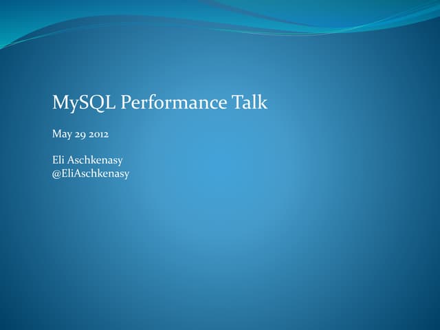 Mysql Performance Optimization Neojug12 Ppt