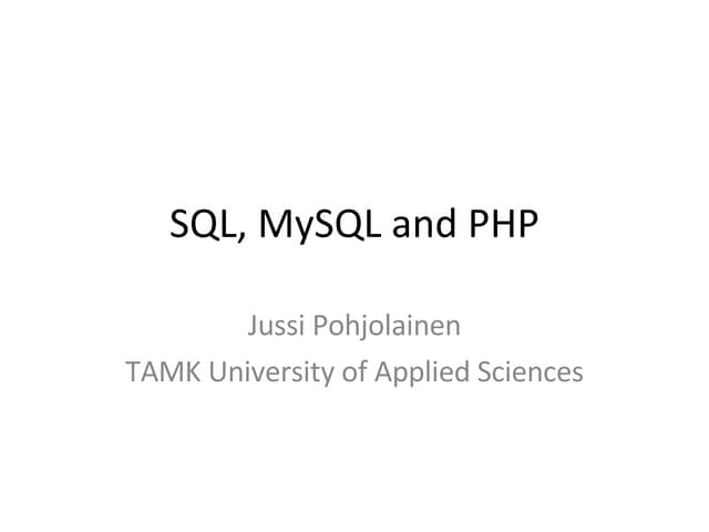 Short Intro To Php And Mysql Ppt