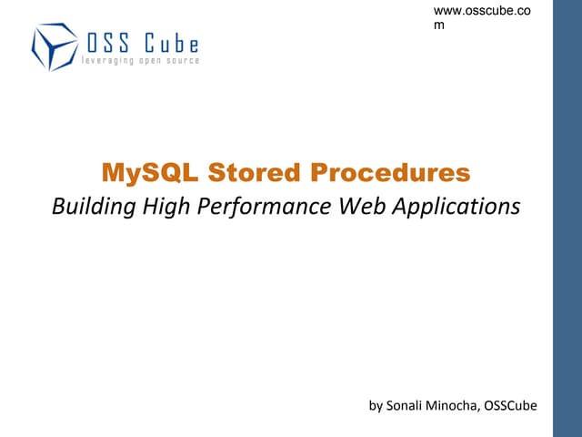 Mysql Stored Procedures Building High Performance Web Applications Ppt 8866