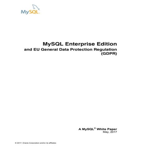 MySQL GDPR Whitepaper | PDF | Databases | Computer Software and Applications