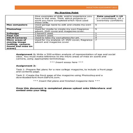 My starting point workbook | DOCX