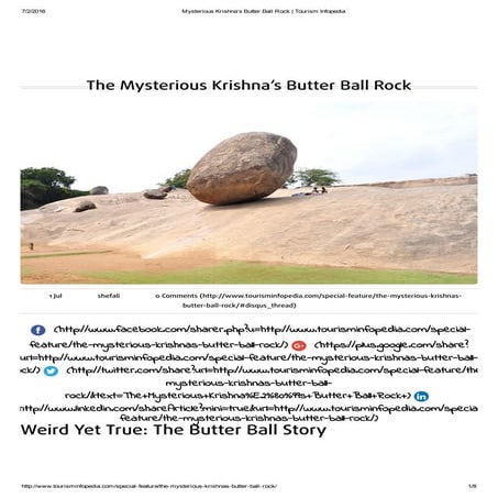 Mysterious krishna’s butter ball rock tourism infopedia | PDF
