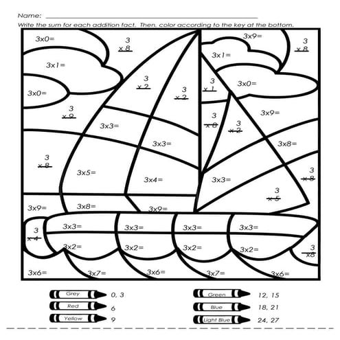 Mysterymathpicture sailboat-multiplication | PDF