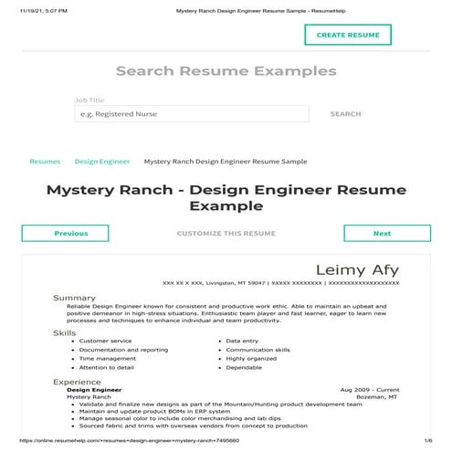 Mystery ranch design engineer resume sample resume help | PDF