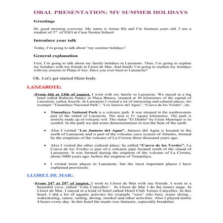 My summer holidays 1 | PDF