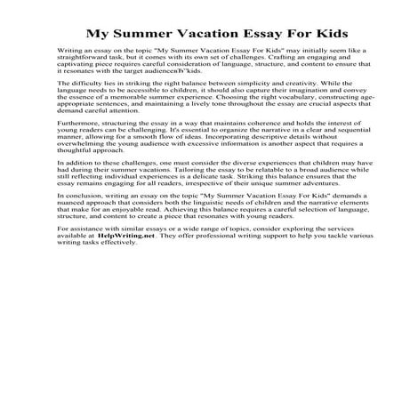 My Summer Vacation Essay For Kids | PDF | Infectious Diseases ...