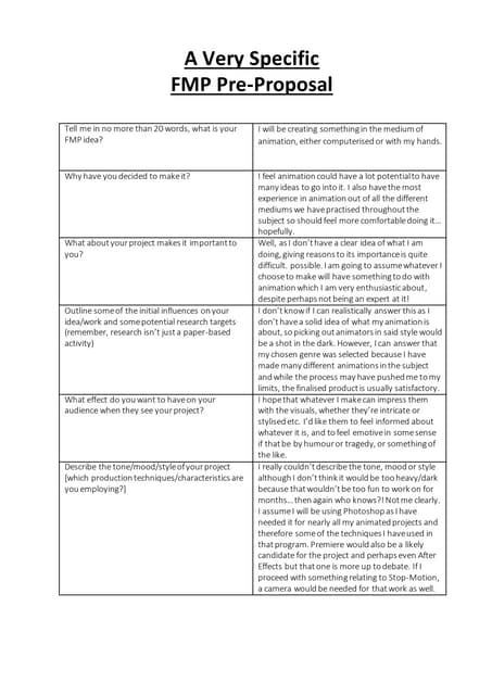Fmp pre proposal | PDF