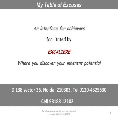 My table of excuses | PPT