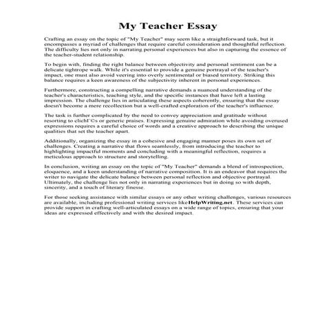 My Teacher Essay. My Best Teacher Essay For Class 3 In English Sitedoct.org