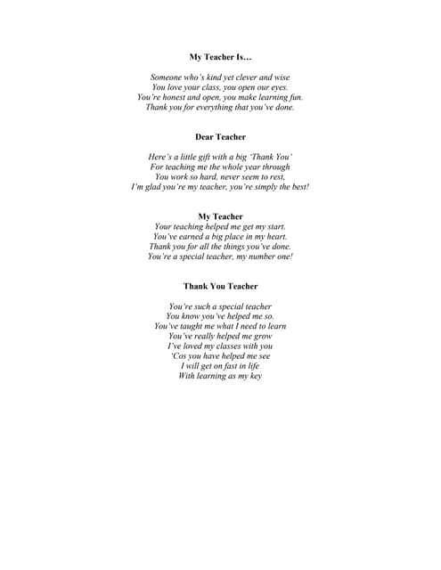 a poem on teachers | DOCX | Poetry | Books and Literature