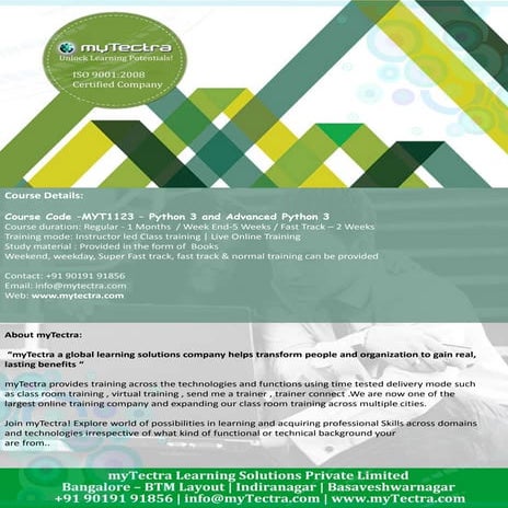 Python Scripting Training In Bangalore By Mytectra Pdf