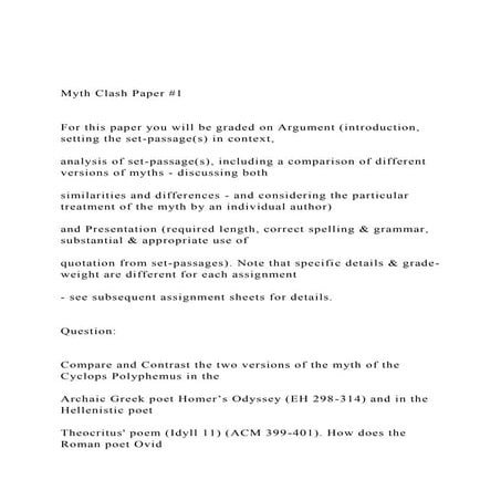 Myth Clash Paper #1 For this paper you will be graded .docx