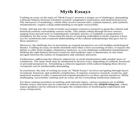Myth Essays | PDF