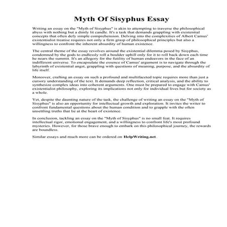 Myth Of Sisyphus Essay | PDF