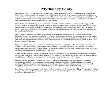 Mythology Essay. Short essay on greek mythology | PDF