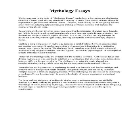 Greek Mythology Essay | PDF