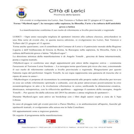 Mythos logos, il programma | DOC
