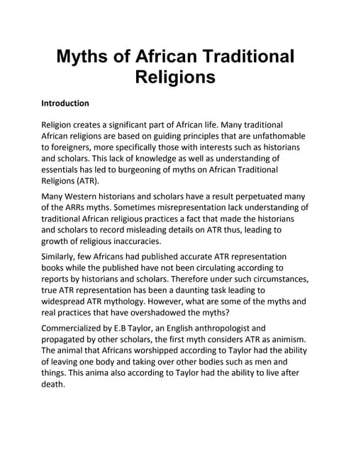 African Traditional Religions | PDF | Christianity | Religion ...