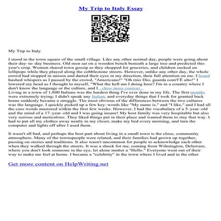 My Trip To Italy Essay | PDF