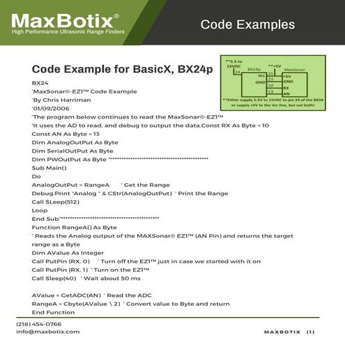 MaxBotix Code Examples | PDF