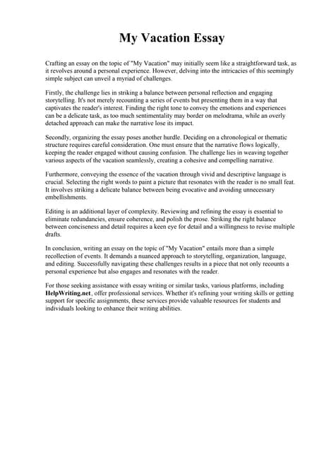 A Summer Vacation Essay | PDF