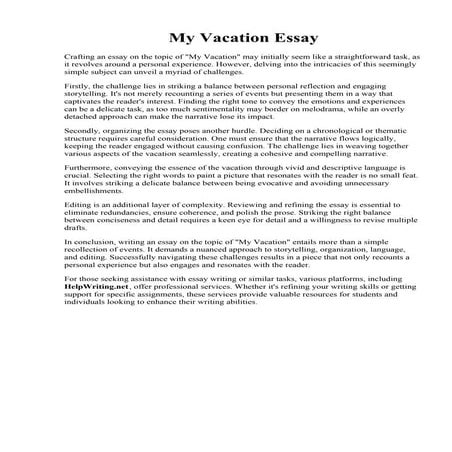 My Vacation Essay | PDF