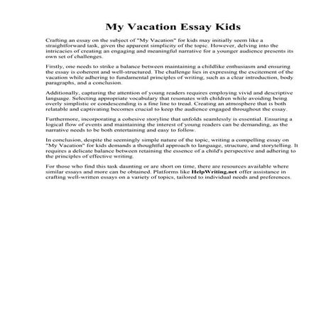 My Vacation Essay Kids | PDF