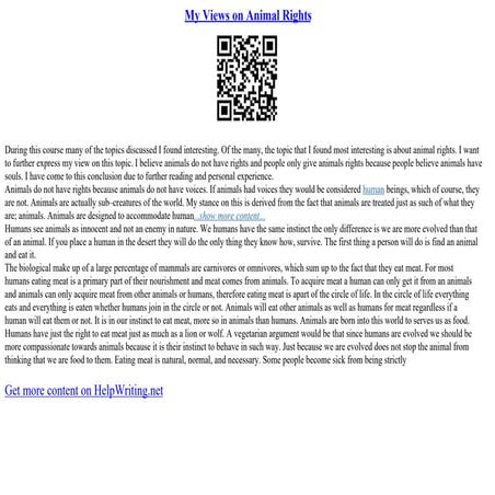 Essay On Animal Rights | PDF