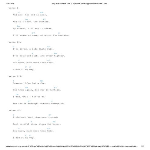My way chords (ver 7) by frank sinatra @ ultimate guitar | PDF