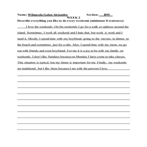 My Weekends. Journal #2 | DOCX