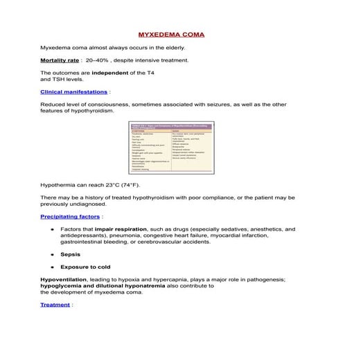 Myxedema Coma - Clinical Features & Management .pdf