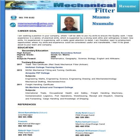 Mzamo nxumalo resume | DOCX