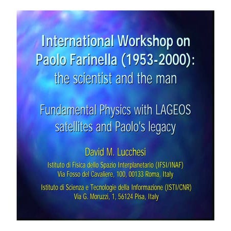 N15. Lucchesi- "fundamental physics with lageos satellites" | PDF