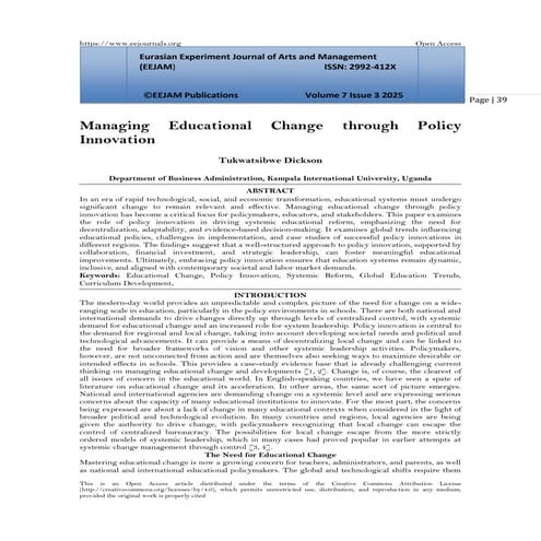 Managing Educational Change through Policy Innovation (www.kiu.ac.ug) | PDF